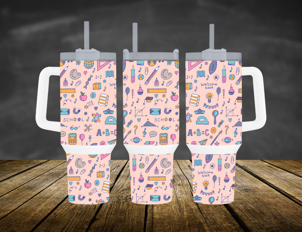Stylish and Durable: Cute Classroom Icons Patterned 40oz Travel Mug ...